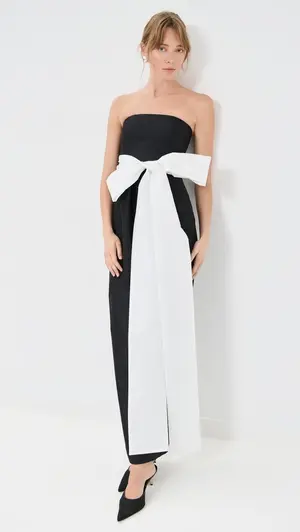 Bernadette Lina Strapless Maxi Dress - Black / White