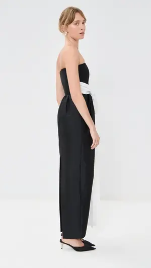 Bernadette Lina Strapless Maxi Dress - Black / White