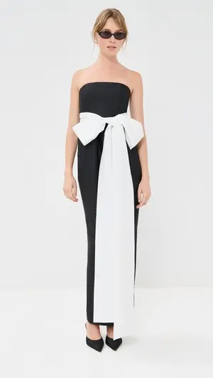 Bernadette Lina Strapless Maxi Dress - Black / White