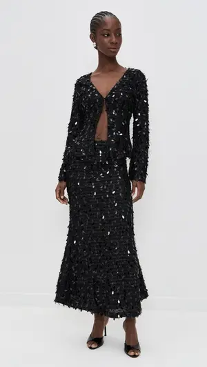 BAILEY ROSE Sequin Embellished Maxi Skirt