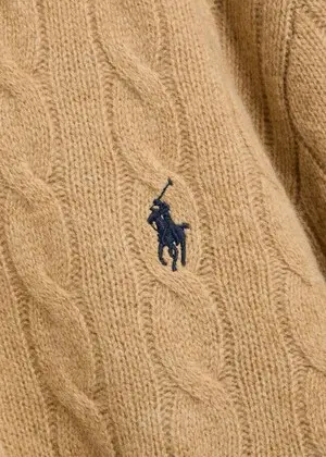 Polo Ralph Lauren Cable-knit Wool And Cashmere-blend Polo Jumper - Camel