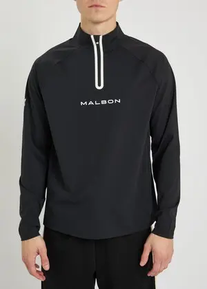 MALBON Performance Logo Stretch-jersey Top - Black