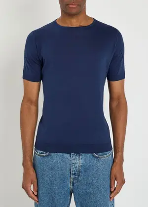 John Smedley Belden Fine-knit Cotton T-shirt - Dark Blue