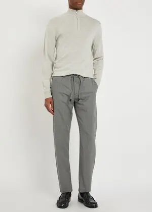 Canali Tapered-leg Stretch-wool Trousers - Light Grey