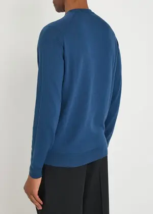 John Smedley Waffle Merino Wool Jumper - Blue
