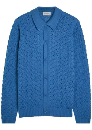 John Smedley Winster Open-knit Merino Wool Cardigan - Blue