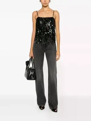 Blumarine Sequin Fringed Top - Black