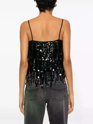 Blumarine Sequin Fringed Top - Black