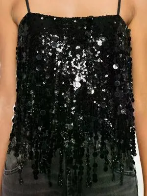 Blumarine Sequin Fringed Top - Black