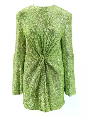 Nervi Sequin-embellished Knot-detail Mini Dress - Green