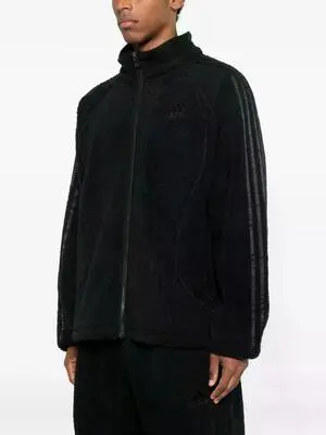 Adidas Borg Three-stripe Zip Sweatshirt - Black
