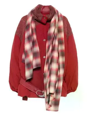 MARBELL Quilted Belted Jacket - Red