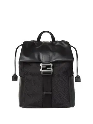 Fendi Flux Buckle Backpack - Black