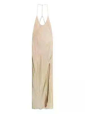 THE NINA STUDIO Slit Satin Dress - Neutrals