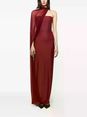 ATU BODY COUTURE Halterneck Gown With Draped Detail - Red