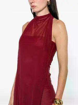 ATU BODY COUTURE Halterneck Gown With Draped Detail - Red