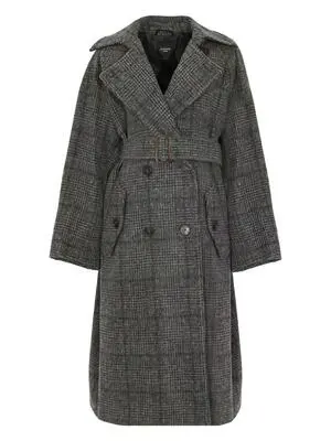 Max Mara Sestri Check Pattern Coat - Grey