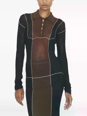 Tory Burch Colour-block Polo Top With Contrasting Stitching - Black