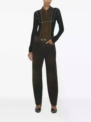 Tory Burch Colour-block Polo Top With Contrasting Stitching - Black