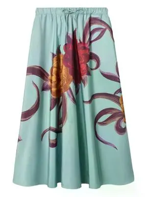 La DoubleJ Floral-print Skirt - Blue