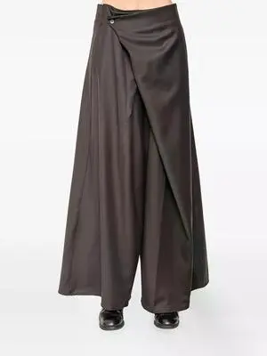 Andrea Ya'aqov Taupe Pleated Wide Leg Trousers