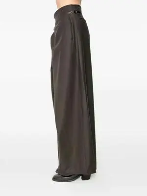 Andrea Ya'aqov Taupe Pleated Wide Leg Trousers