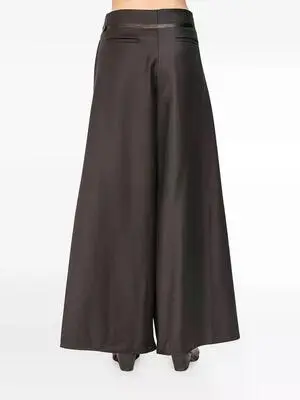 Andrea Ya'aqov Taupe Pleated Wide Leg Trousers