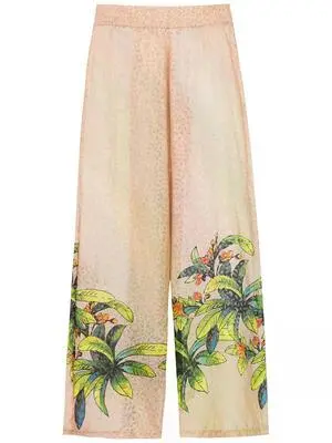 AMIR SLAMA Printed Silk Trousers - Neutrals