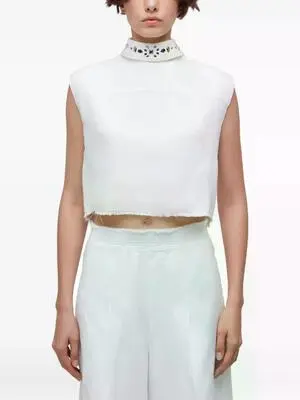 OSKLEN Embellished Sleeveless Linen Shirt