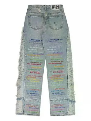 WHO DECIDES WAR Roygbiv" Distressed Jeans