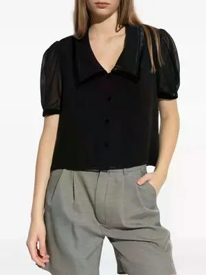 FRAME Velvet-trim Blouse