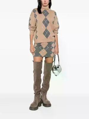 Retrofete Alberte Embellished Argyle Pattern Sweater - Neutrals