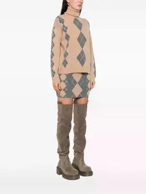 Retrofete Alberte Embellished Argyle Pattern Sweater - Neutrals