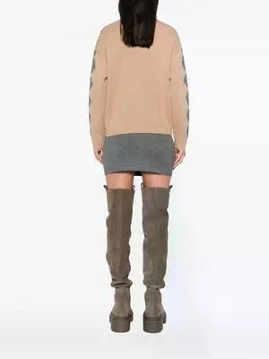 Retrofete Alberte Embellished Argyle Pattern Sweater - Neutrals
