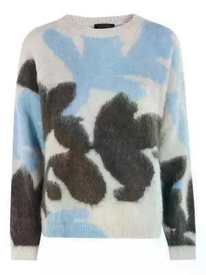 ROBERTO COLLINA Ikebana Intarsia Sweater - Neutrals