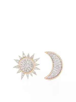 Yvonne Léon 18kt Yellow Soleil & Lune Diamond Stud Earrings - Gold