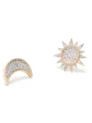 Yvonne Léon 18kt Yellow Soleil & Lune Diamond Stud Earrings
