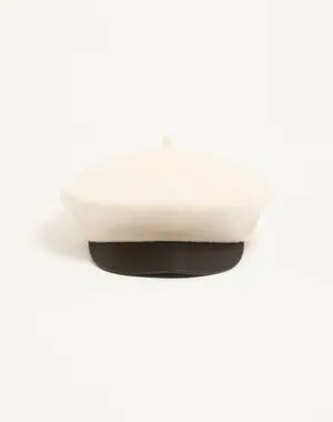 Valentino Garavani Vlogo Signature Beanie With Leather Visor - Ivory