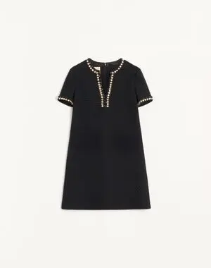 Valentino Garavani Embroidered Canestrello Tweed Short Dress - Black/silver