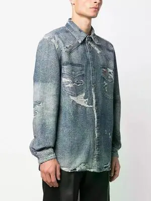 DIESEL® Distressed Long-sleeve Denim Shirt