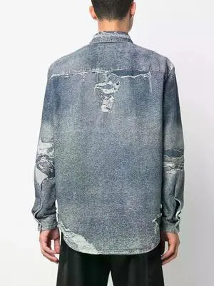 DIESEL® Distressed Long-sleeve Denim Shirt
