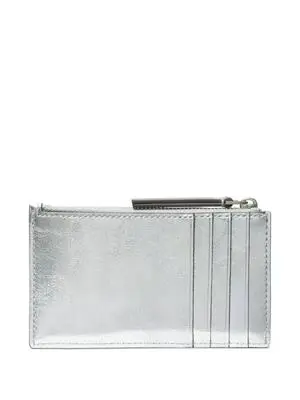 Tory Burch Kira Diamond-quilted Zip-up Card Case - Silver