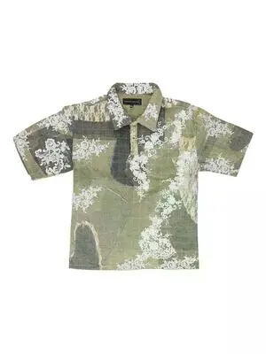 WHO DECIDES WAR Lace-detail Patchwork Polo Shirt - Green