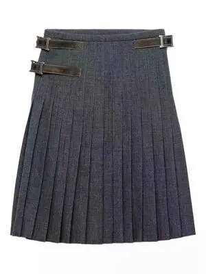 Prada Leather-strap Pleated Midi Skirt
