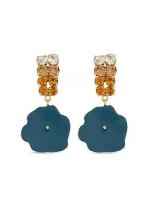 Marni Crystal-embellished Flower-motif Drop Earrings - Gold