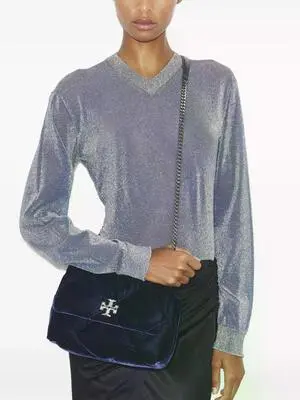 Tory Burch Kira Diamond-quilted Velvet Shoulder Bag - Blue