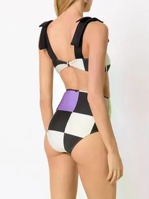 ADRIANA DEGREAS Checked Print Bikini Set