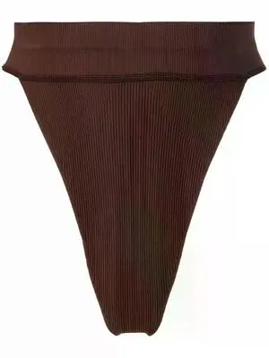 ANDREĀDAMO Fine-ribbed High-waisted Thong - Brown