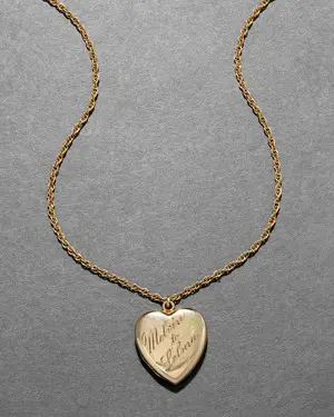 Alexis Bittar Antique 1920s 14k Tri-color Heart Locket Necklace