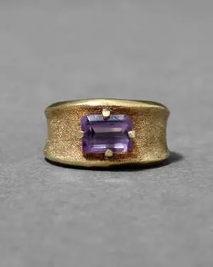 Alexis Bittar Vintage 1970s 18k And Amethyst Ring - Gold